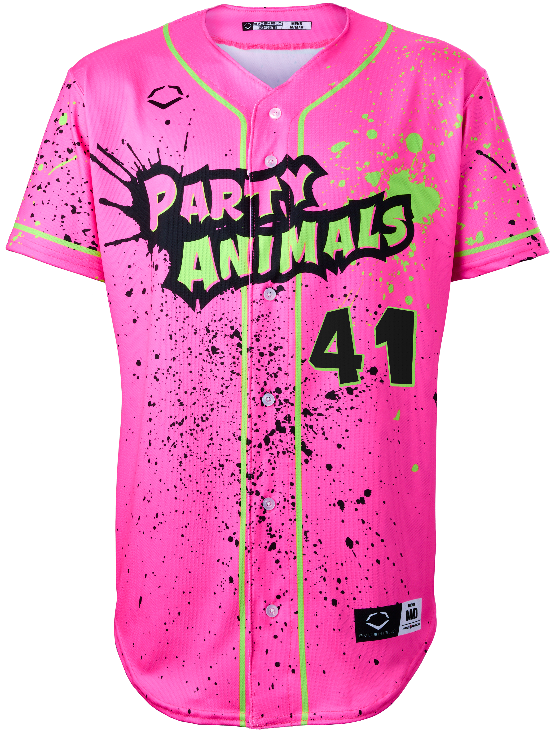 Party Animals Bronson Balholm #41 Evoshield Jersey - Pink Splatter Pai ...