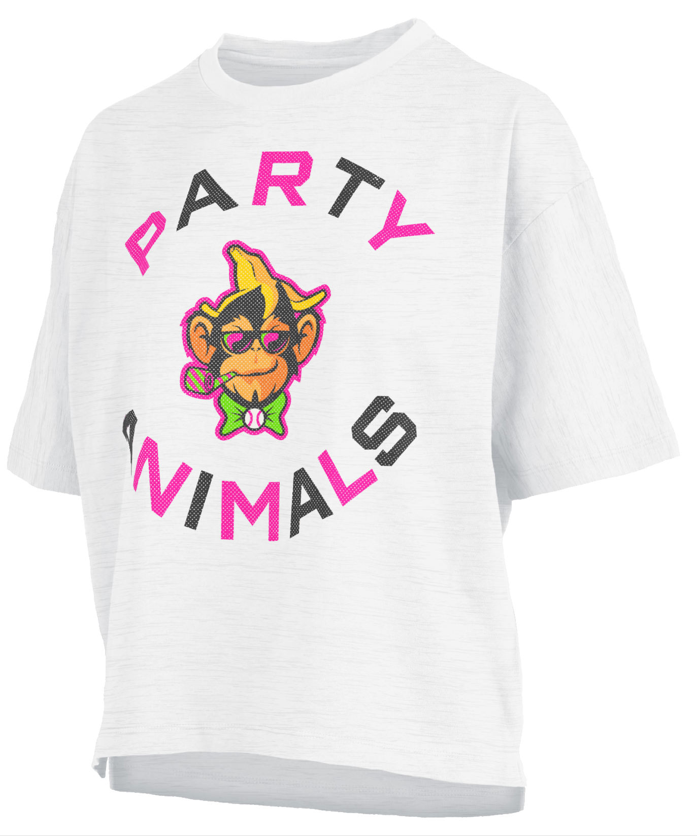 WOMEN'S Party Animals Hilton Motley Mid Rise Tee - White – Banana Ball